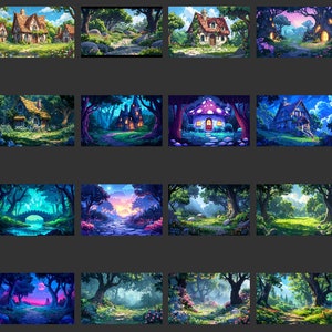 250+ Enchanted Forest Cartoon Scenes, 5K High-res Backgrounds, Instant ...