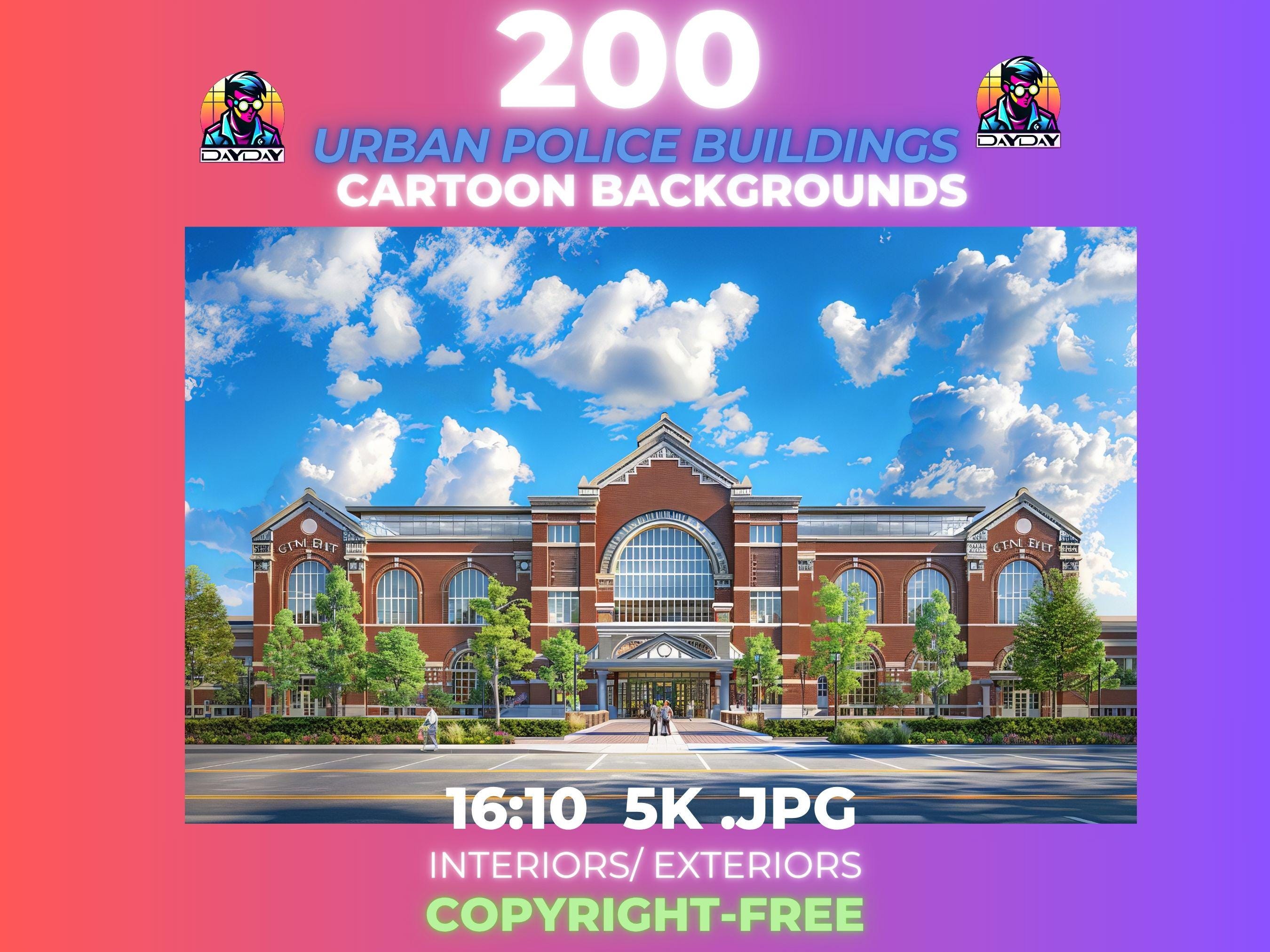 200 Urban Police Cartoon Backgrounds | 5K Digital Backdrops for ...