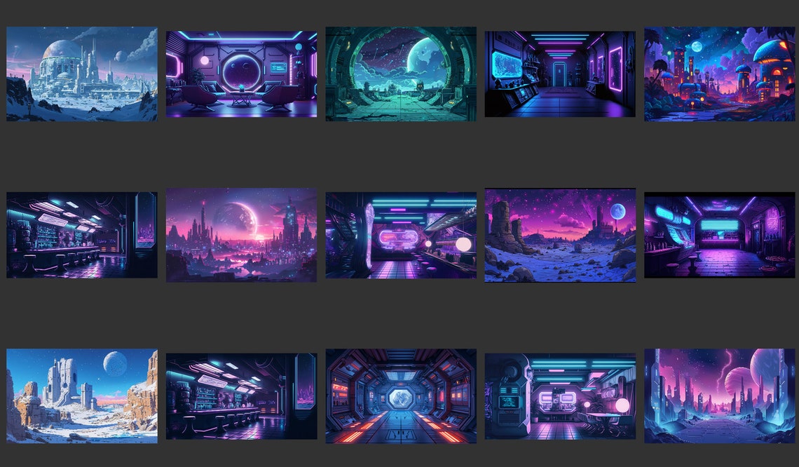 Sci-fi Cyberpunk Alien Worlds HQ Cartoon Backdrops Series 4 - 150+ | 2D ...