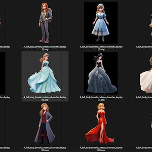 50 Female Cartoon Characters PNG Pack - Digital Download, Instant ...