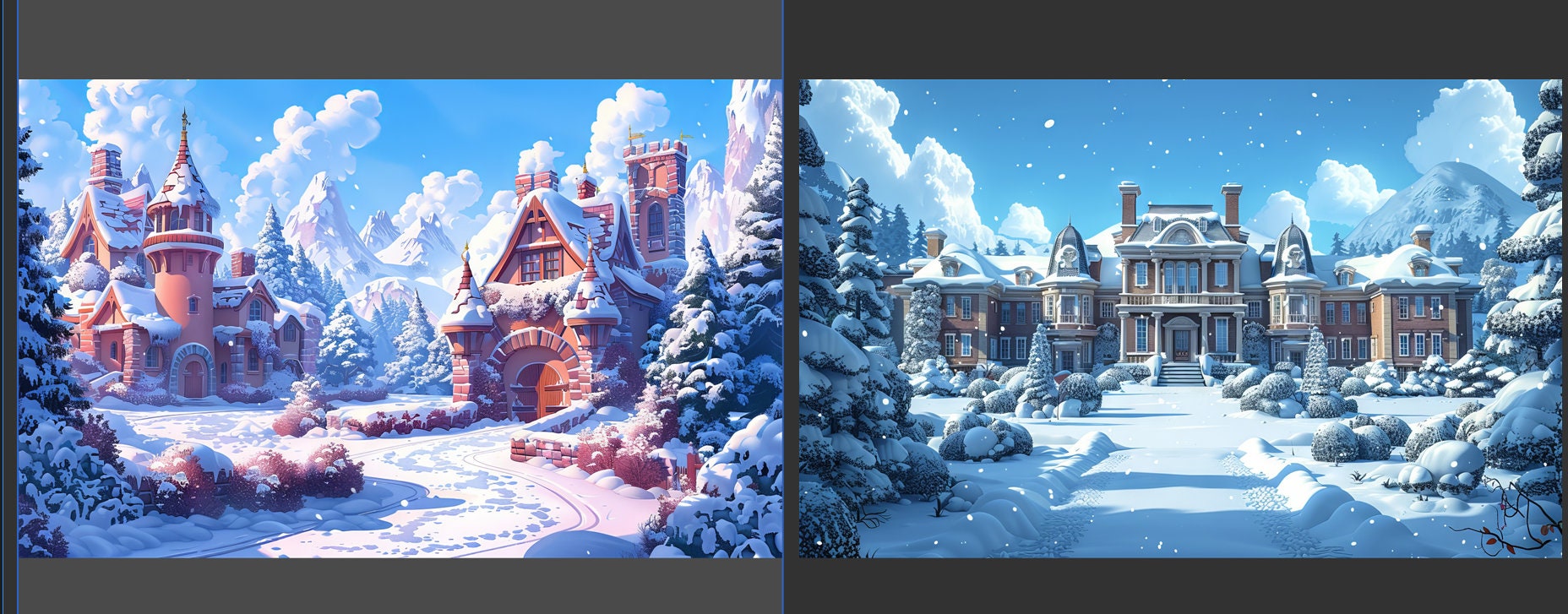 Frozen Winter Wonderland Cartoon Backgrounds Pack of 300 | High ...