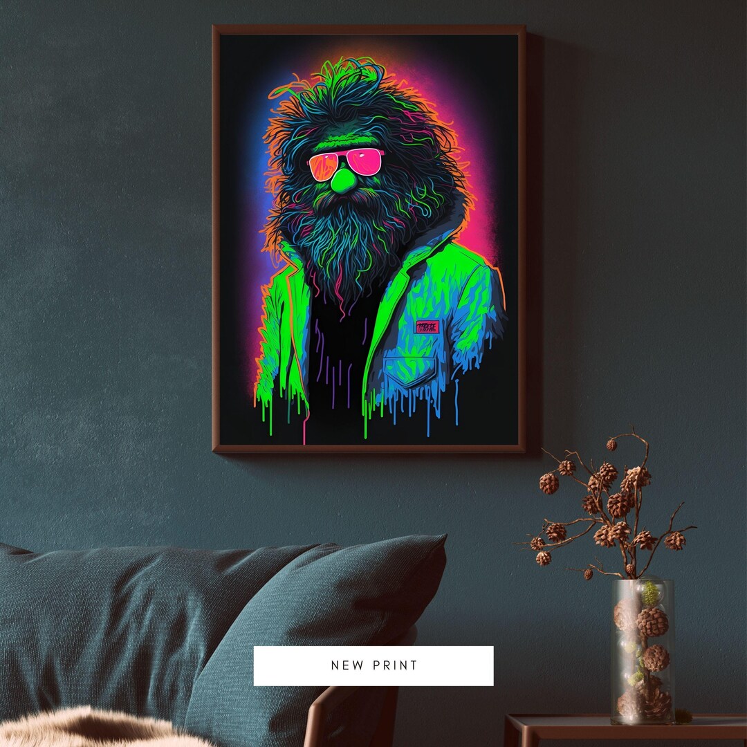 Neon Muppet Man Wall Art, PRINTABLE Art, DIY Poster, Trippy Psychedelic Art, Instant Download ...