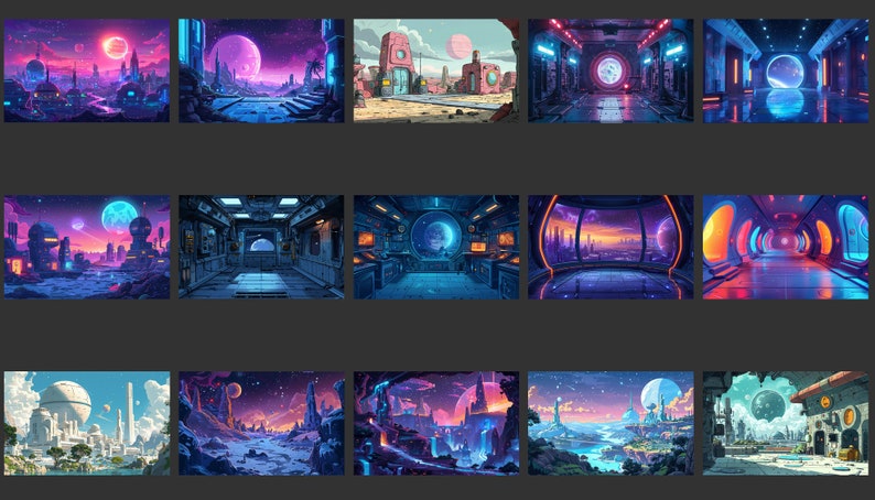 Sci-fi Cyberpunk Alien Worlds HQ Cartoon Backdrops Series 4 150 2D ...
