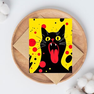 Psychedelic Cat Poster, Colorful Cat Wall Art, Crazy Cat Illustration ...