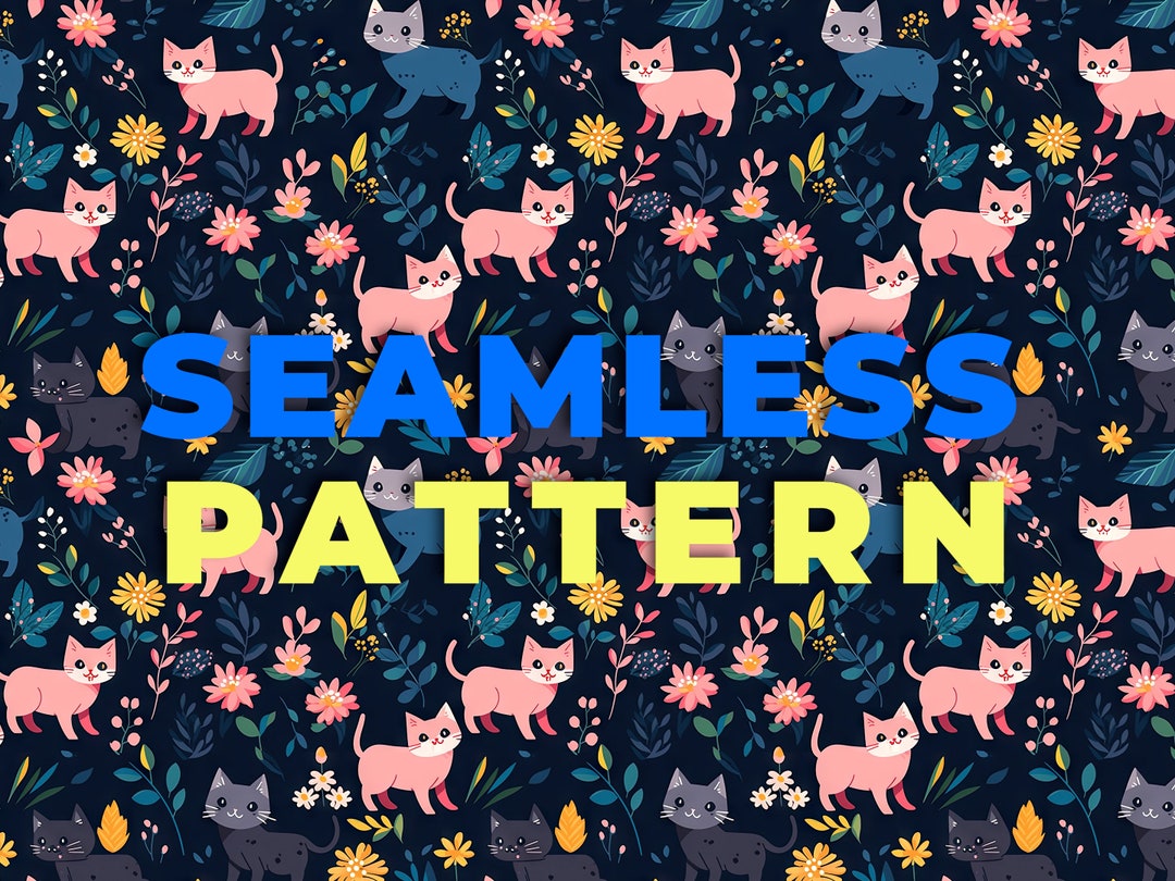 Seamless Cat Pattern | Cute Cats Illustration Digital Paper Sublimation ...