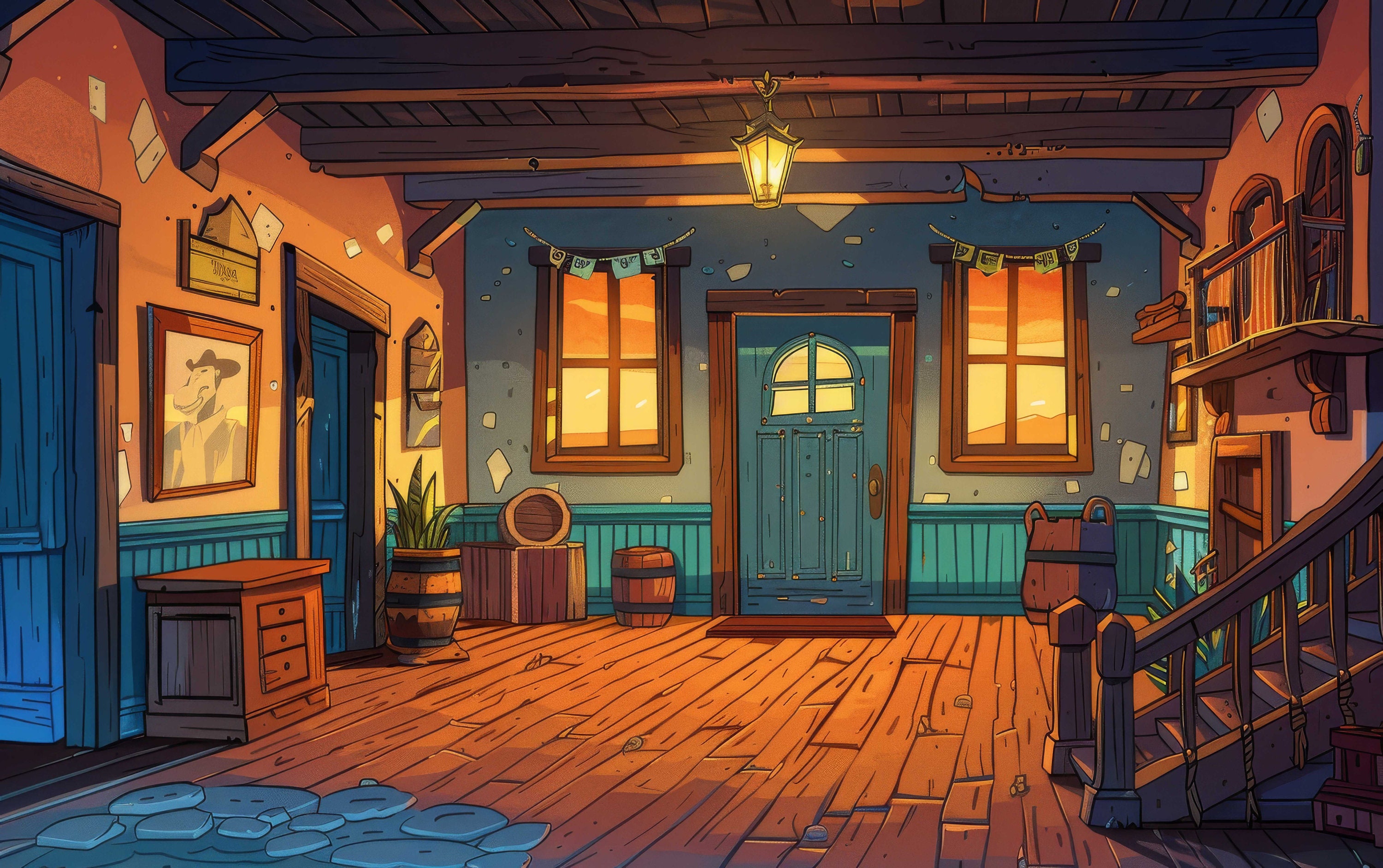 Wild West Saloon Cartoon Backdrops Series 7 - 200+ Background 2D ...