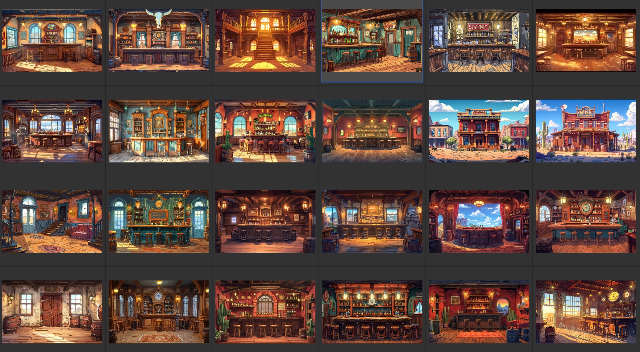 Wild West Saloon Cartoon Backdrops Series 7 - 200+ Background 2D ...