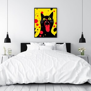 Psychedelic Cat Poster, Colorful Cat Wall Art, Crazy Cat Illustration ...