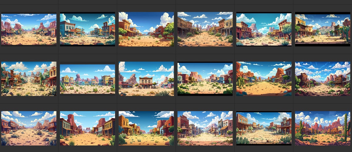 Wild West Cartoon Backgrounds Series 7 | 200+ 2D Saloon Western ...