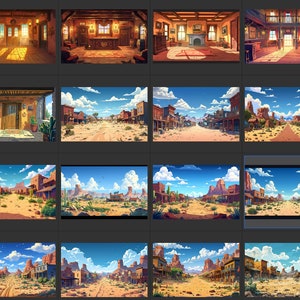 Wild West Cartoon Backgrounds Series 7 | 200+ 2D Saloon Western ...