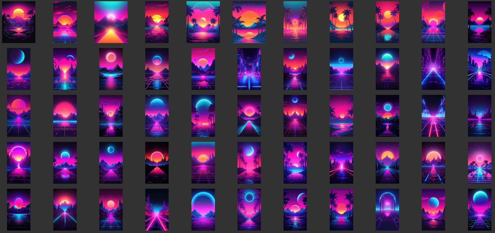 300+ Premium Synthwave Retro Backgrounds for MOBILE | Complete Library ...
