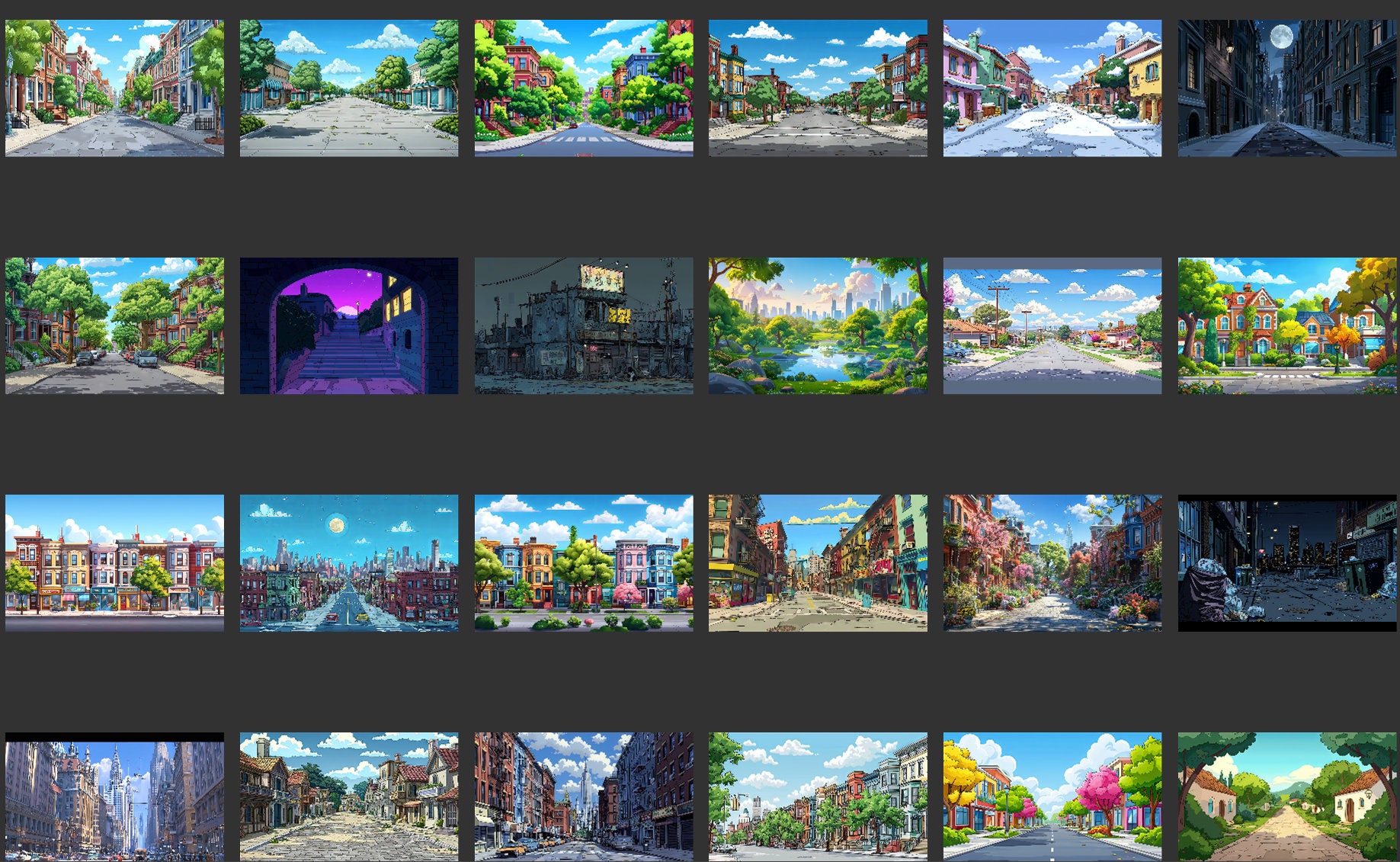 Urban Cartoon Backgrounds Bundle, City Background, 400 Cartoon ...