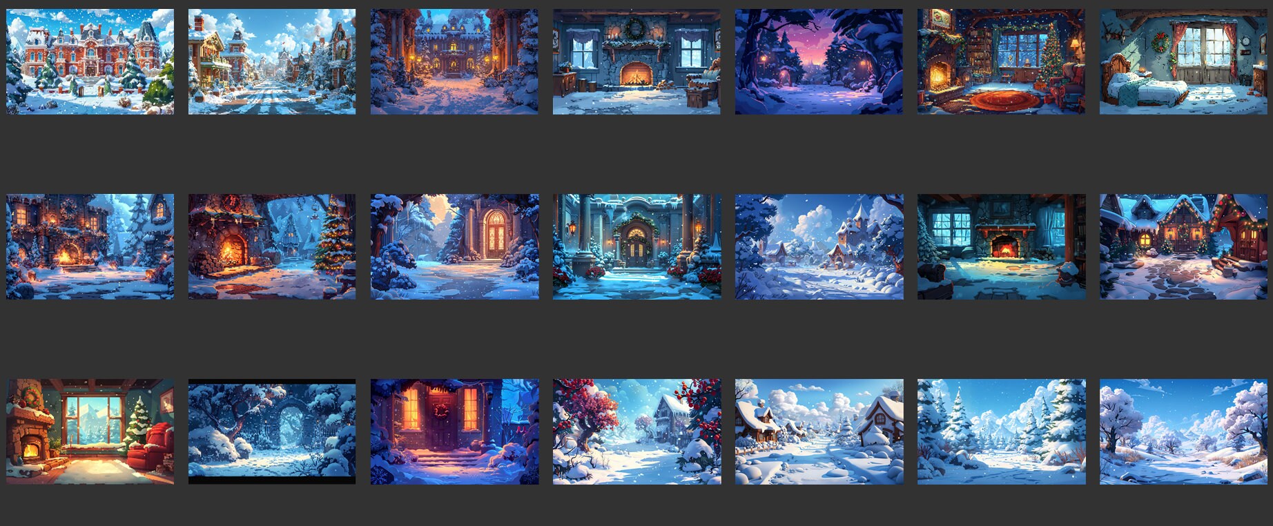 Frozen Winter Wonderland Cartoon Backgrounds Pack of 300 | High ...