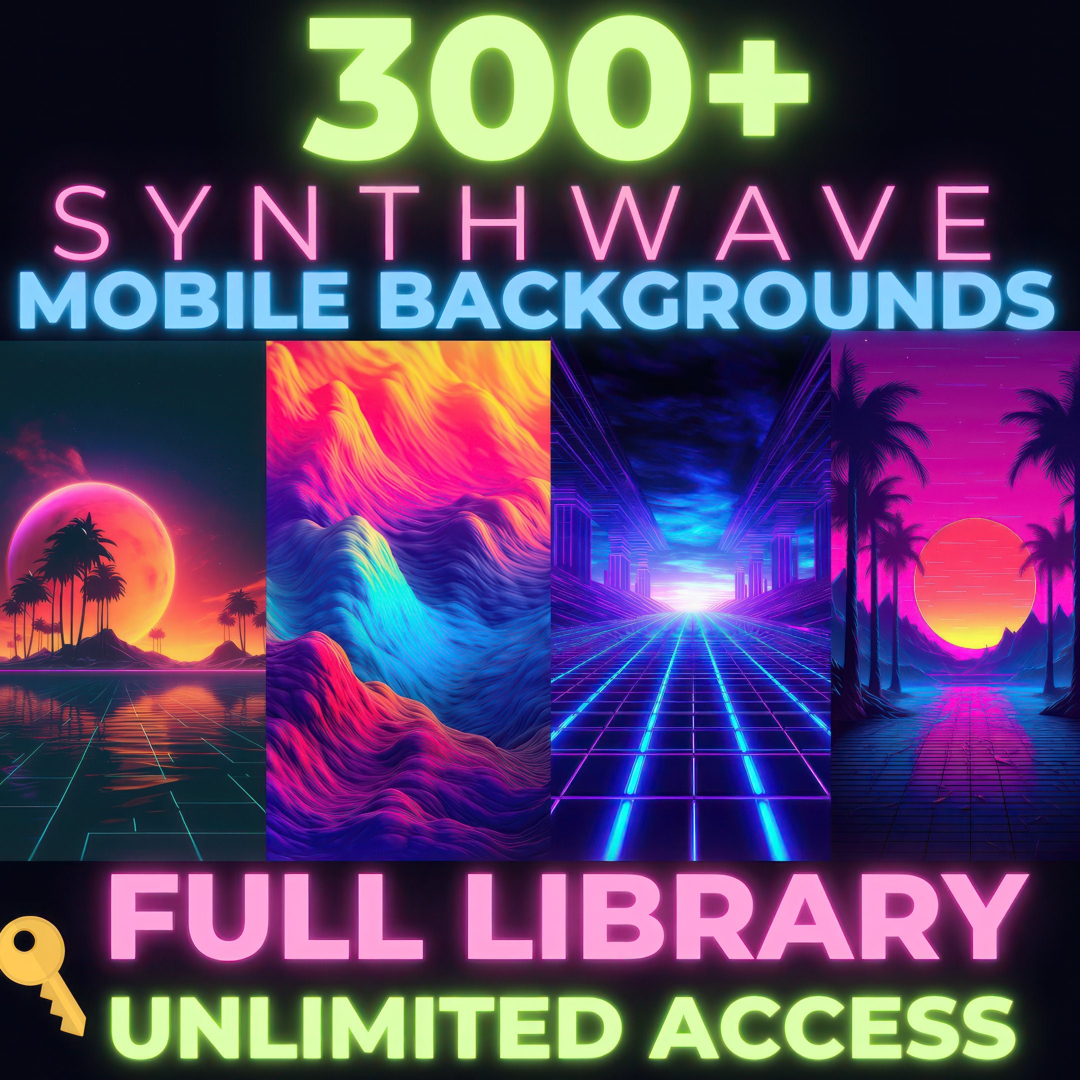 300+ Premium Synthwave Retro Backgrounds for MOBILE | Complete Library ...