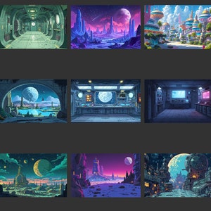 Sci-fi Cyberpunk Alien Worlds HQ Cartoon Backdrops Series 4 - 150+ | 2D ...