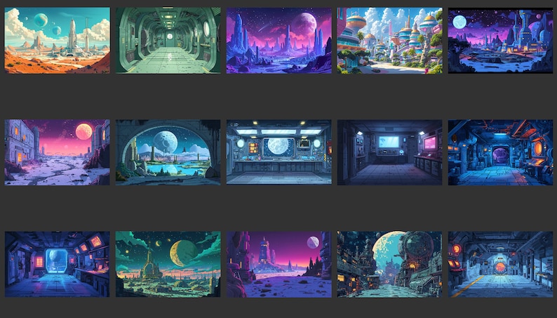 Sci-fi Cyberpunk Alien Worlds HQ Cartoon Backdrops Series 4 150 2D ...