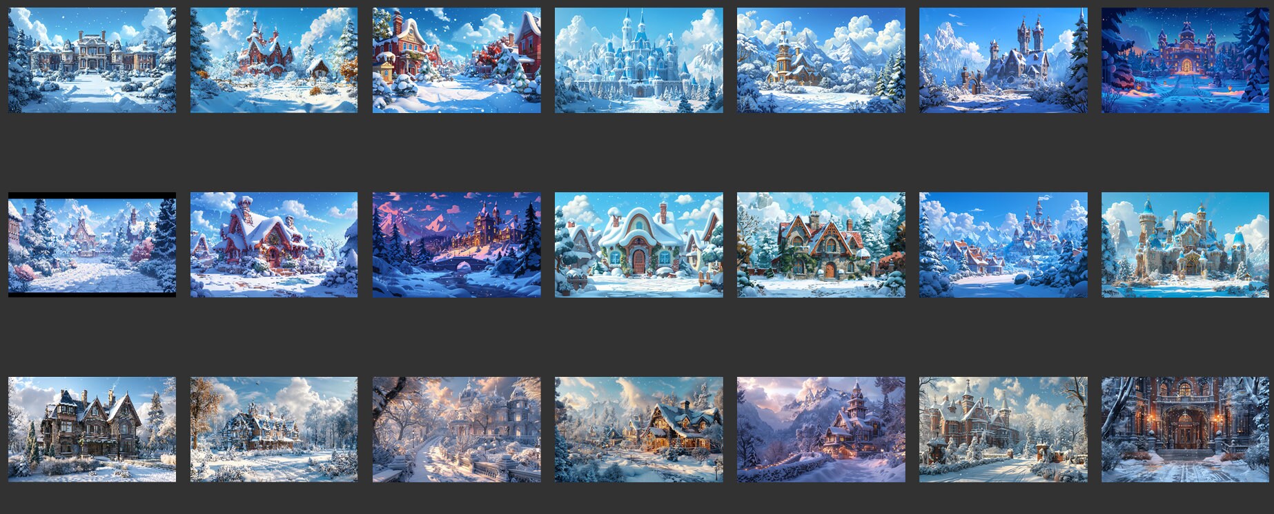 Frozen Winter Wonderland Cartoon Backgrounds Pack of 300 | High ...