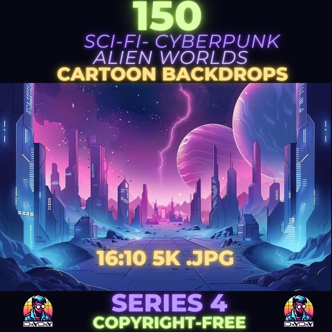 150 HQ Cartoon Backdrops Series 4 Sci-fi Cyberpunk Alien Worlds | 2D ...