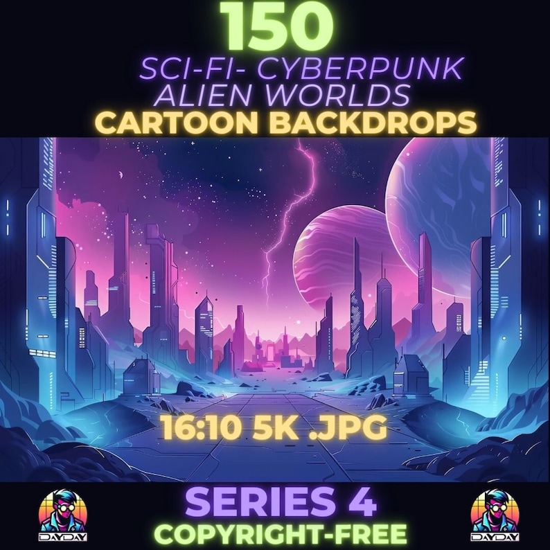 Sci-fi Cyberpunk Alien Worlds HQ Cartoon Backdrops Series 4 - 150+ | 2D ...