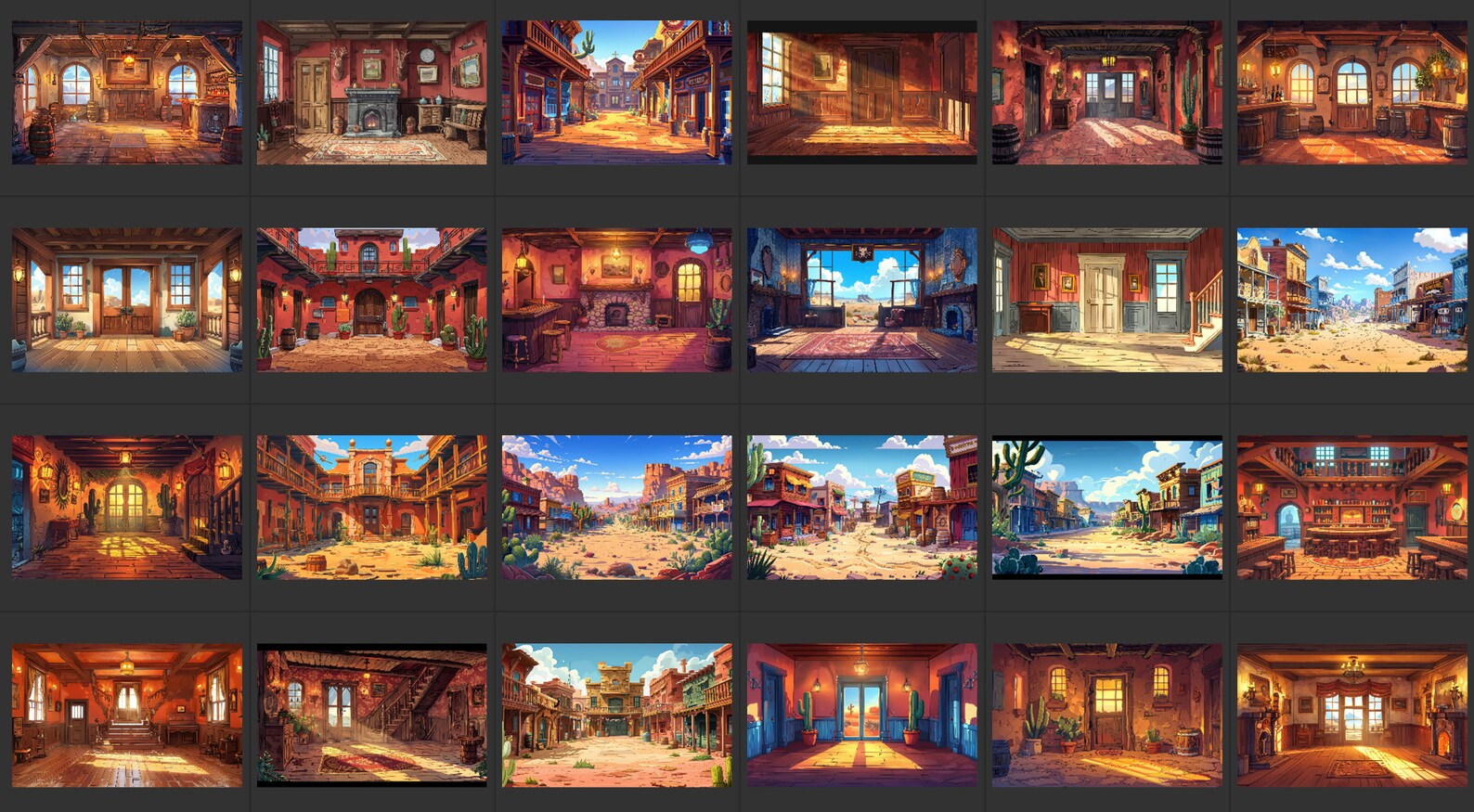 Wild West Cartoon Backgrounds Series 7 | 200+ 2D Saloon Western ...