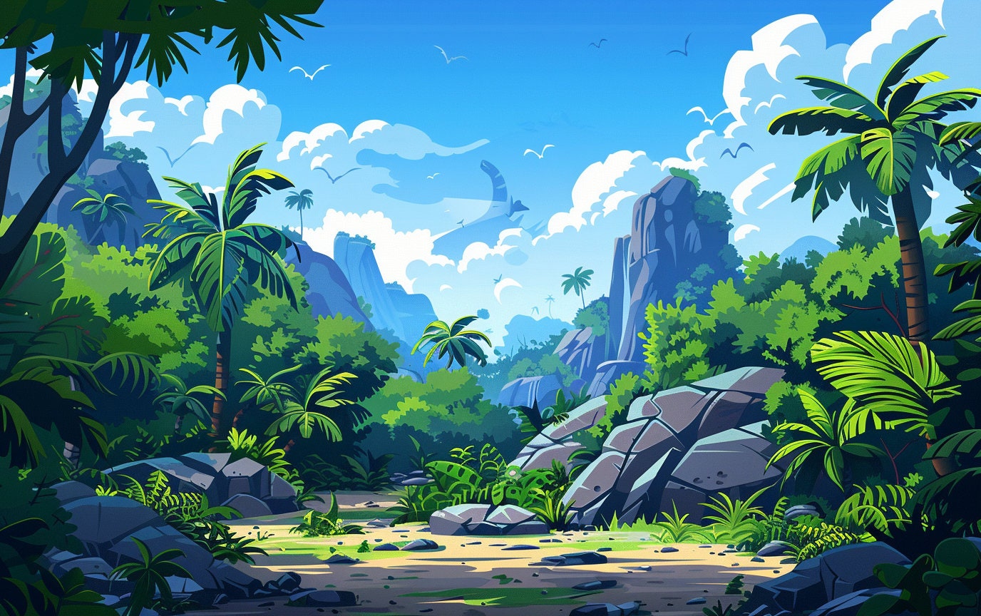 200 Jurassic Era Cartoon Backgrounds Series 10 Dinosaur Prehistoric 2D ...