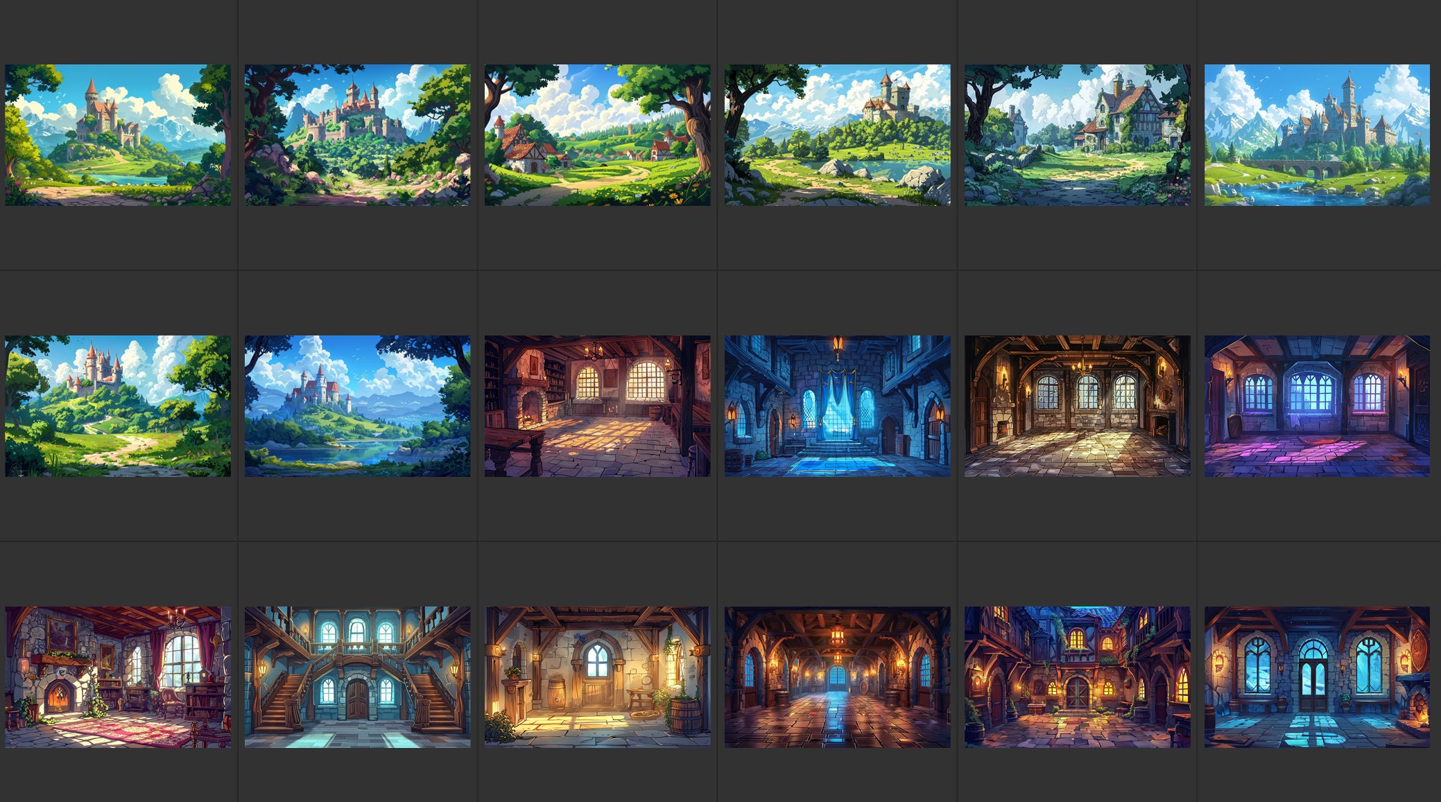 Medieval Era Cartoon Backdrops Series 9 Knights Kings Backdrops | 2D ...