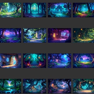 250+ Enchanted Forest Cartoon Scenes, 5K High-res Backgrounds, Instant ...