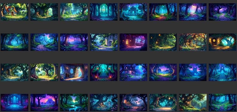 Enchanted Forest Cartoon Backgrounds Bundle 250 High-resolution 5K ...