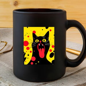 Psychedelic Cat Poster, Colorful Cat Wall Art, Crazy Cat Illustration ...