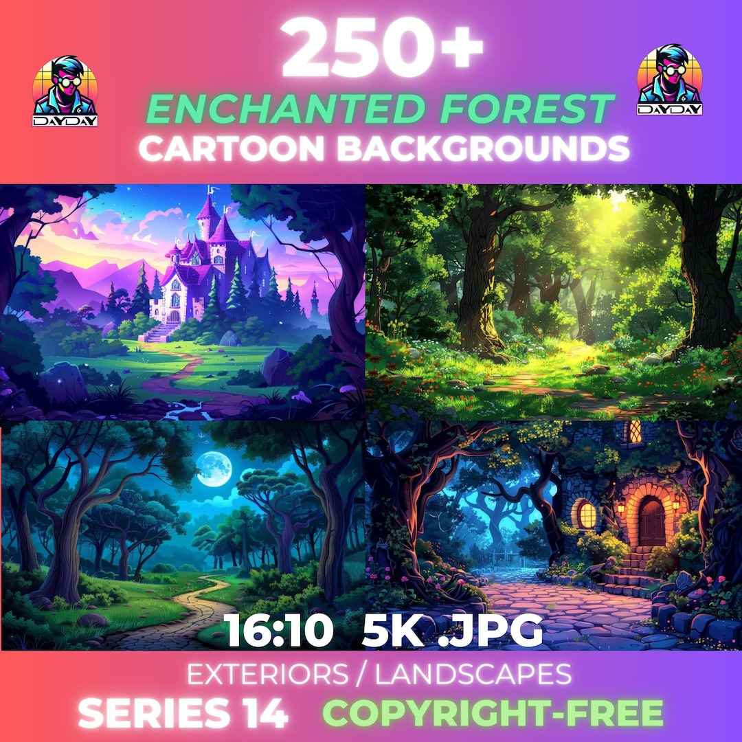 Enchanted Forest Cartoon Backgrounds Bundle | 250+ High-resolution 5K ...