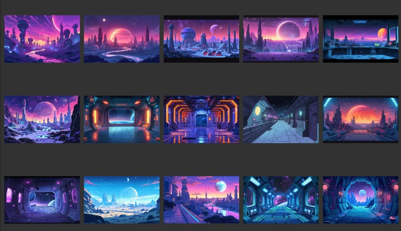 Sci-fi Cyberpunk Alien Worlds HQ Cartoon Backdrops Series 4 150 2D ...