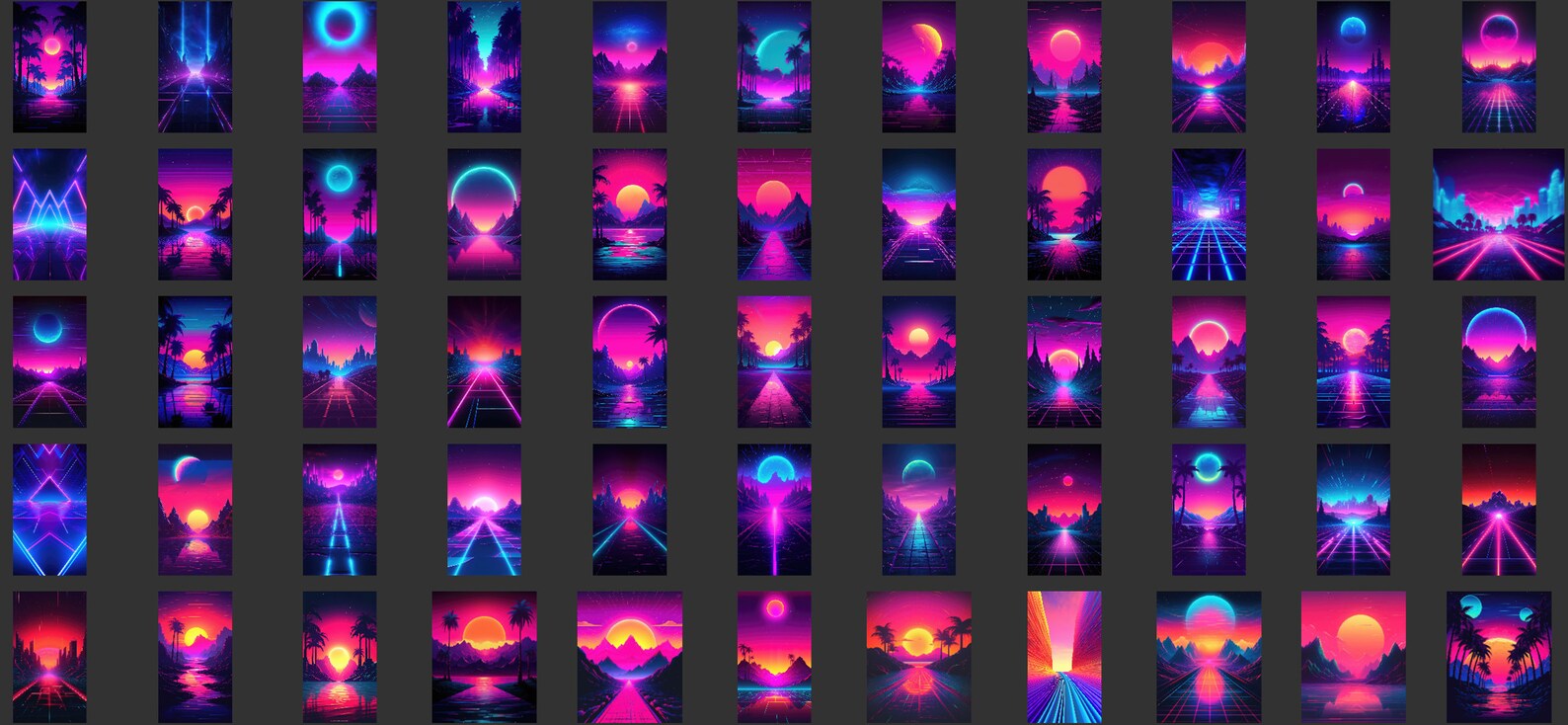 300+ Premium Synthwave Retro Backgrounds for MOBILE | Complete Library ...
