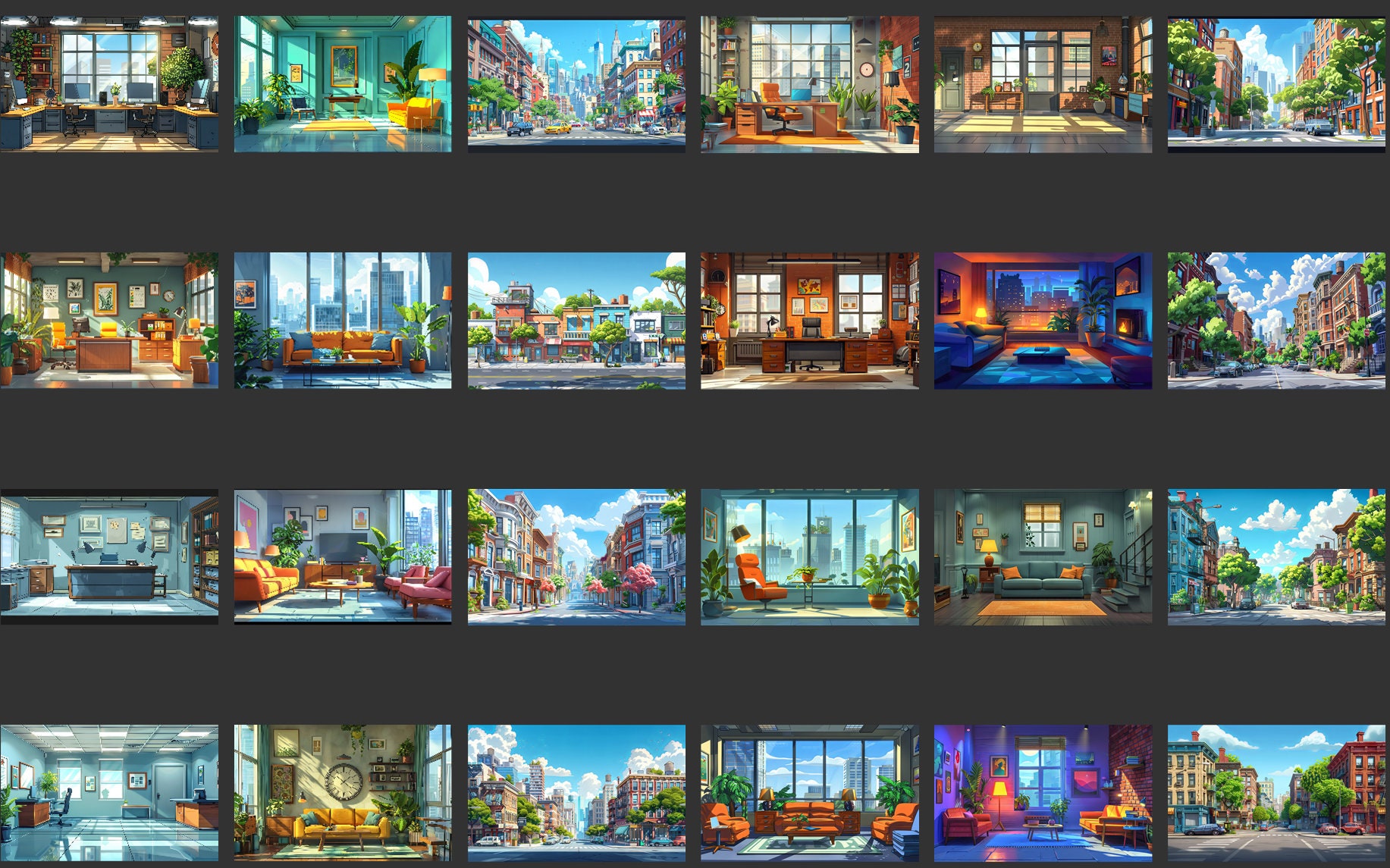 Urban Cartoon Backgrounds Bundle, City Background, 400 Cartoon Backdrops, Animators 5k Character ...
