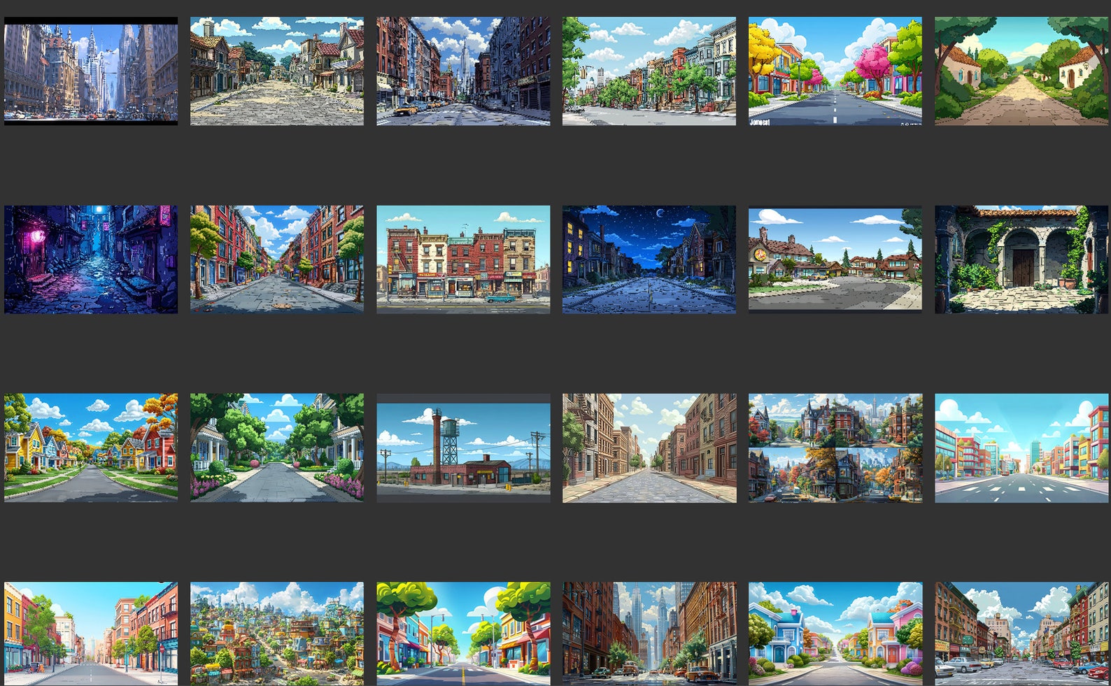 Urban Cartoon Backgrounds Bundle, City Background, 400 Cartoon ...