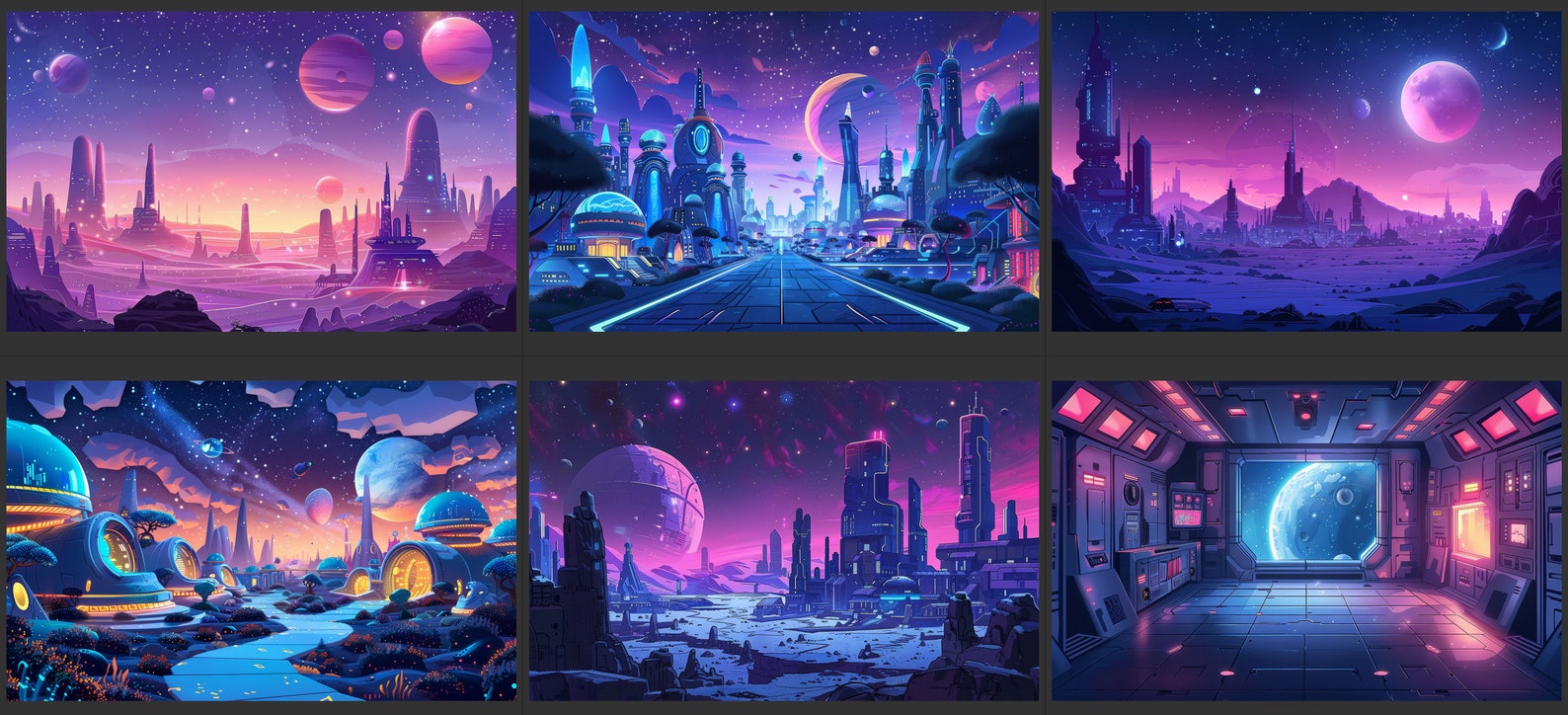 Sci-fi Cyberpunk Alien Worlds HQ Cartoon Backdrops Series 4 - 150+ | 2D ...