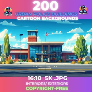 200 Urban Police Cartoon Backgrounds | 5K Digital Backdrops for ...