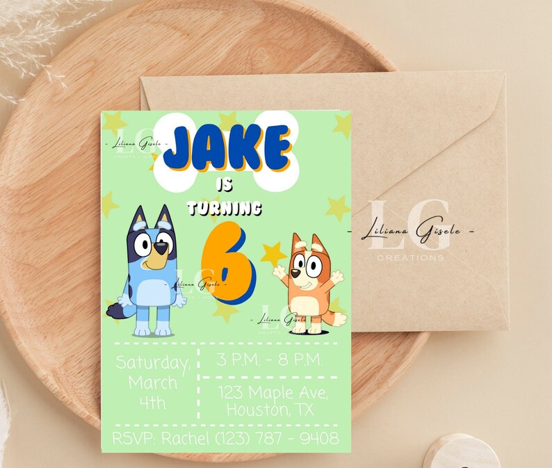 Custom Bluey Party Invitation - Etsy