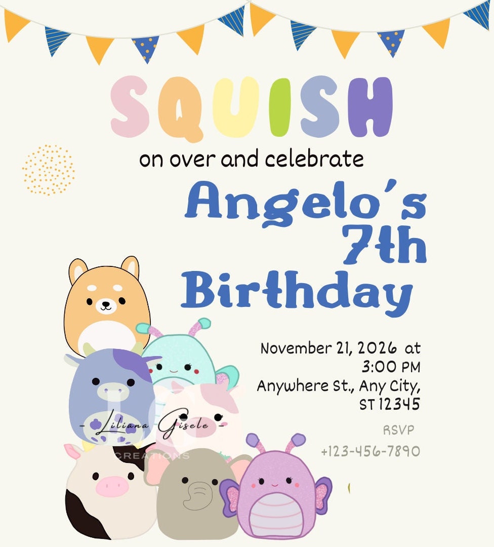 Squishmallow Custom DIGITAL Birthday Invitation - Etsy