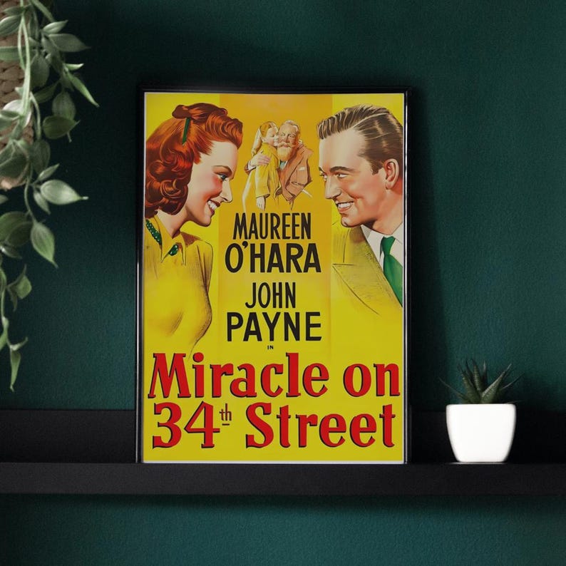 Miracle on 34th Street Movie Poster Vintage Christmas Wall Art Digital ...