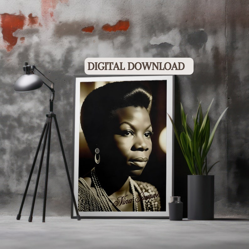Nina Simone Iconic Portrait Digital Download Poster | Jazz Music Art ...