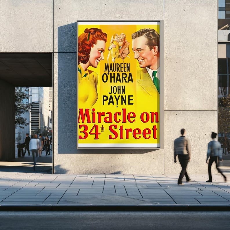 Miracle on 34th Street Movie Poster Vintage Christmas Wall Art Digital ...