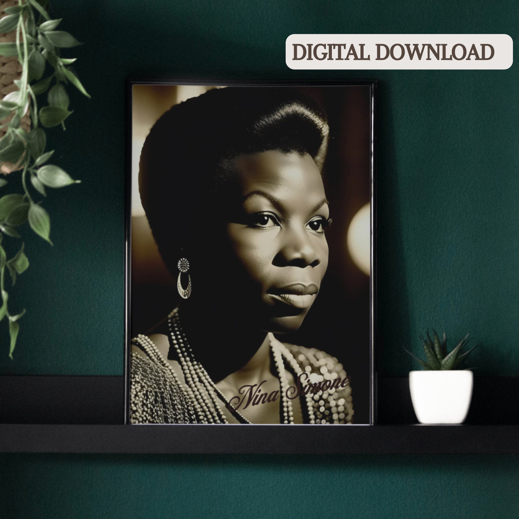 Nina Simone Iconic Portrait Digital Download Poster | Jazz Music Art ...