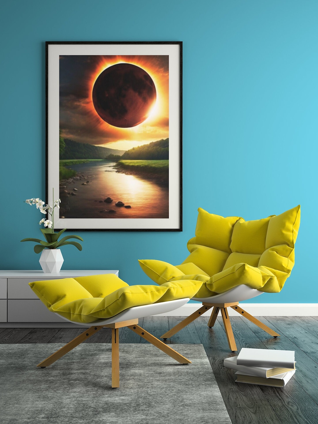 Solar Eclipse April 2024 Poster - Celestial Event Sky Art Print - Etsy