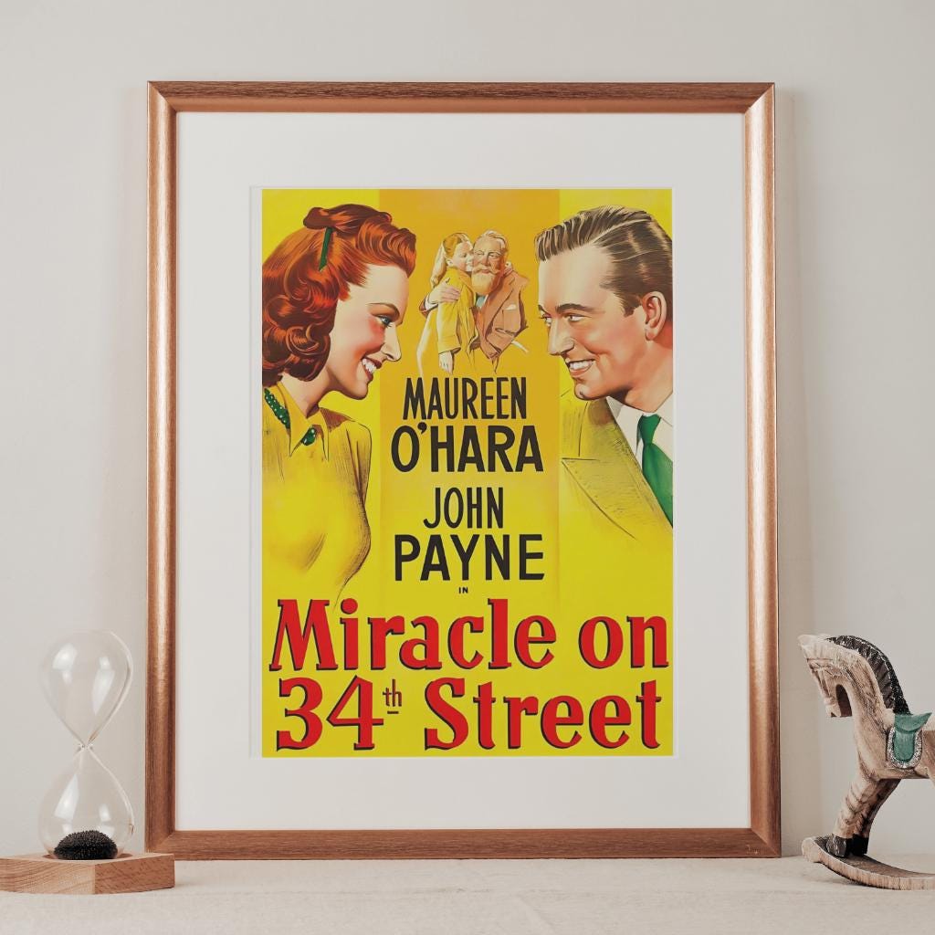 Miracle on 34th Street Movie Poster Vintage Christmas Wall Art Digital ...