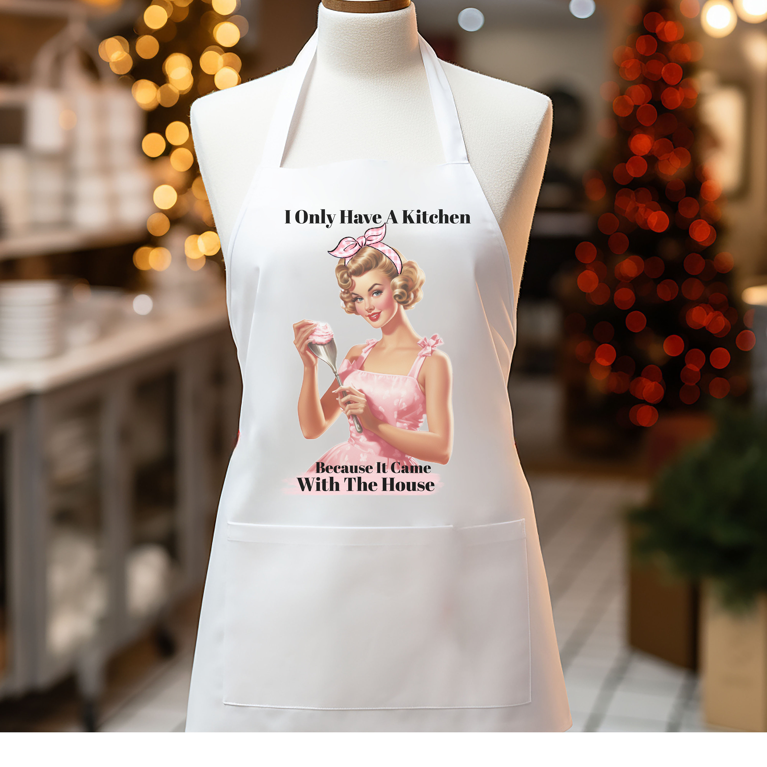 Retro Funny Apron for Women, Pink Retro Apron, Apron for Adults, Family ...