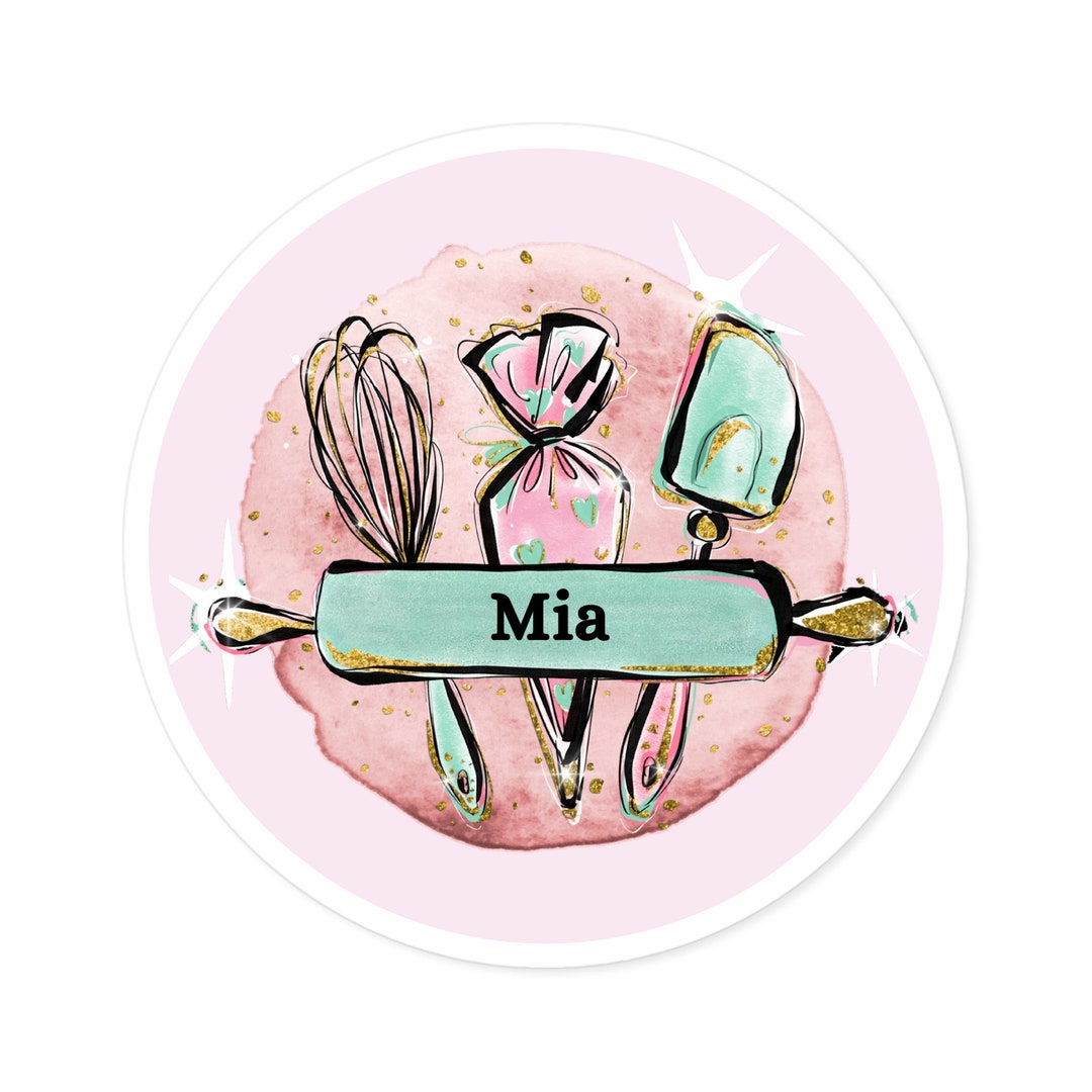 Personalized Baker Sticker, Chef Sticker, Round Bakery Sticker, Gift ...