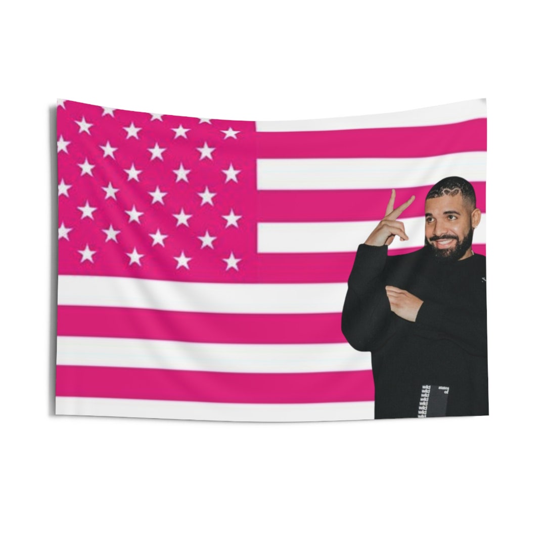 DRAKE Pink American Flag Tapestry; Drake Tapestry; Funny Pink American ...