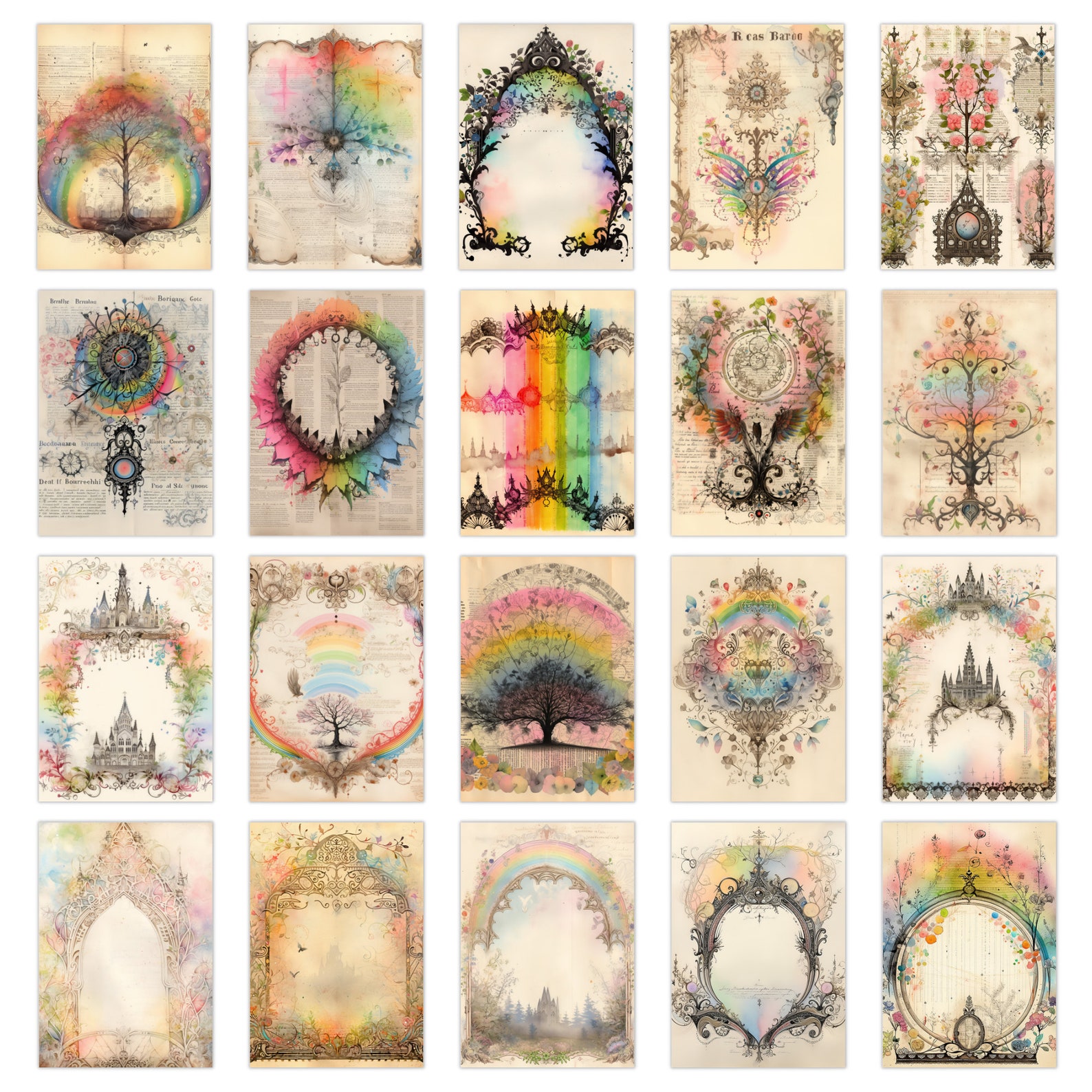 Enchanted Fairy Scribbles Vivid Fairyland, Fantasy Paper Collage Papers ...