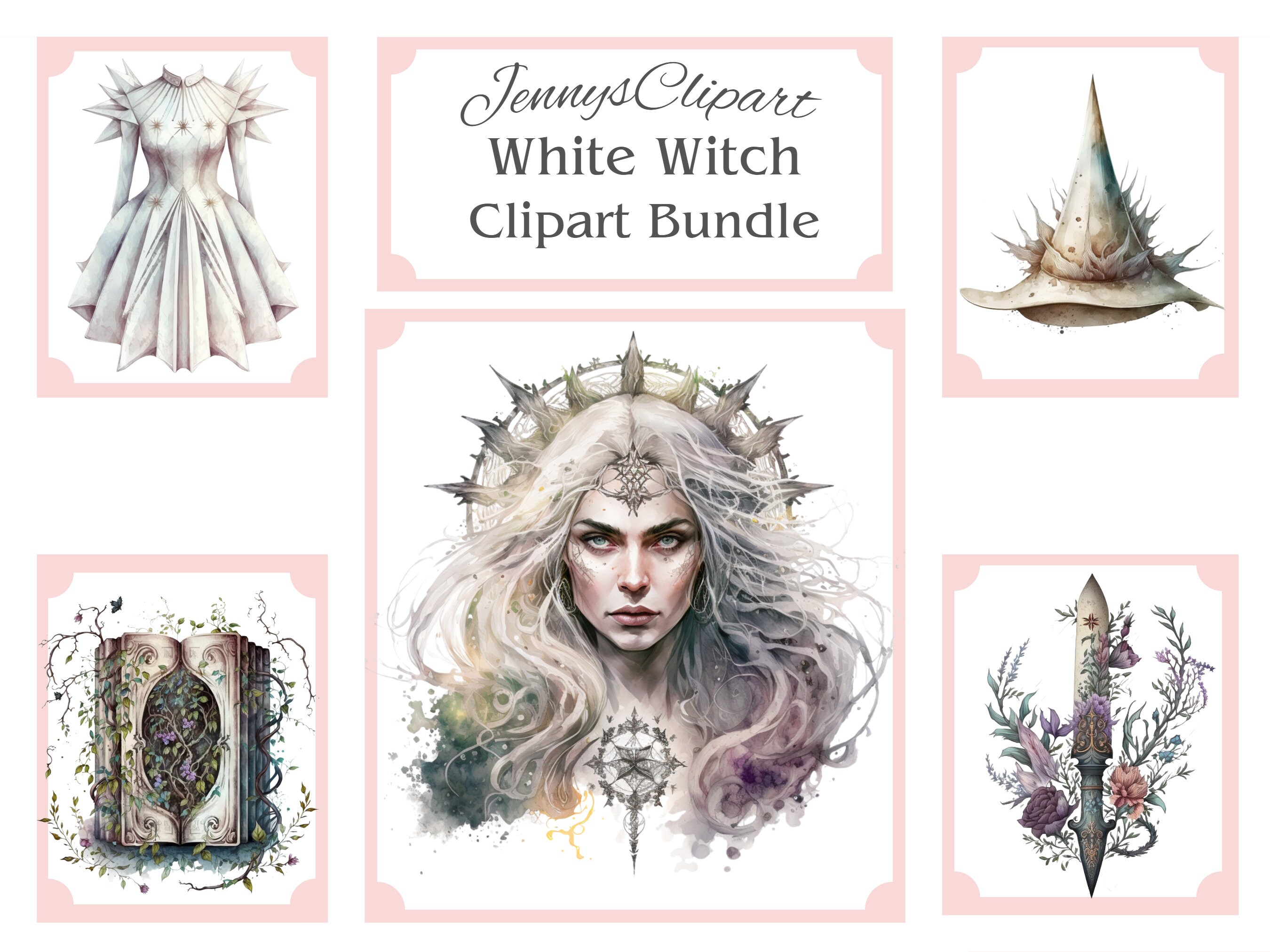 White Witch Clipart Witch Clip Art Png Good Witch Magic - Etsy