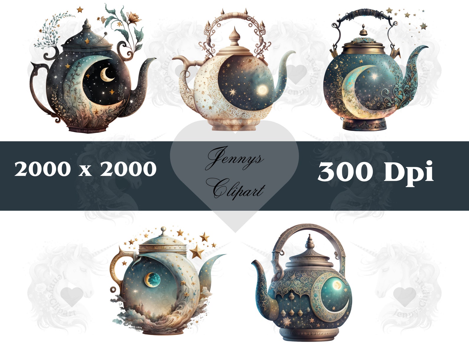 Divine Tea Time, Digital Download, Clipart Bundle, Tea Cups, Tea Pots ...